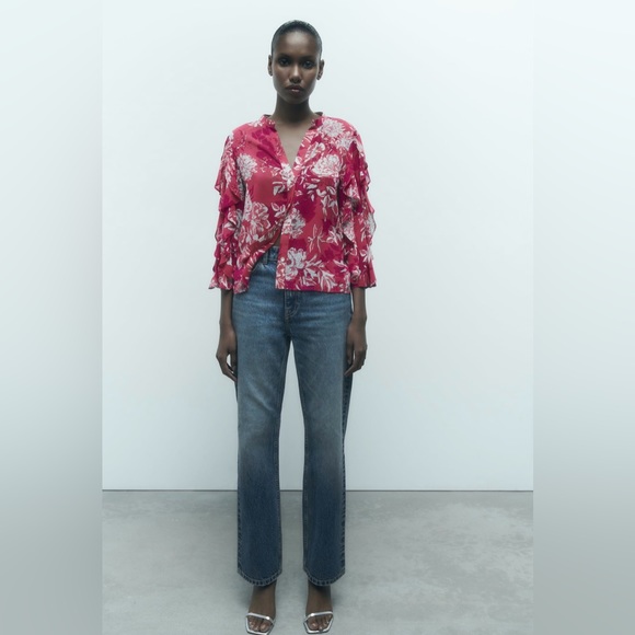 Zara | Tops | Nwt Zara Flower Patterns Casual Style Long Sleeves | Poshmark